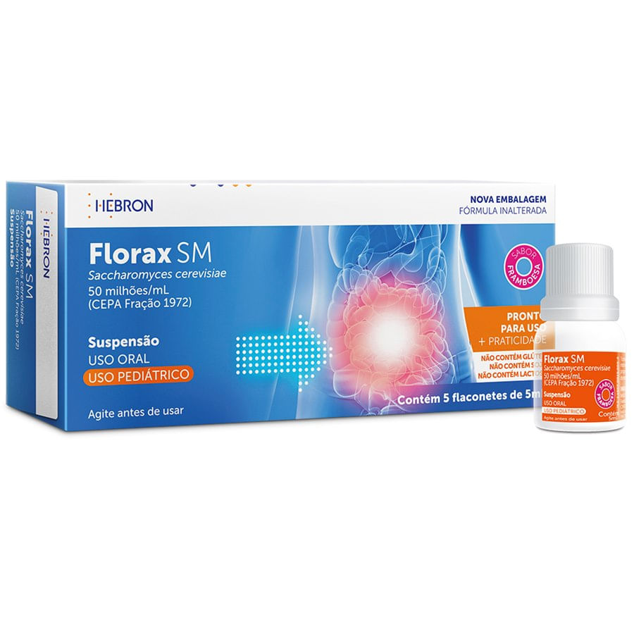 Florax Sm Pediatrico Com 5 Flaconetes Sabor Framboesa 5Ml - Drogarias ...